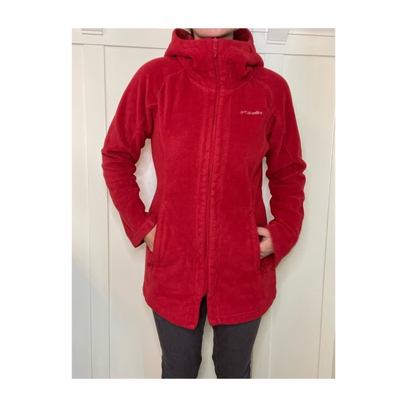Columbia | Jackets & Coats | Long Red Columbia Fleece Jacket | Poshmark